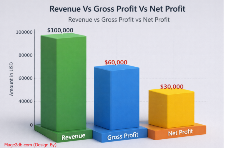 Difference Between Revenue , Gross Profit, Net Profit with Example ...